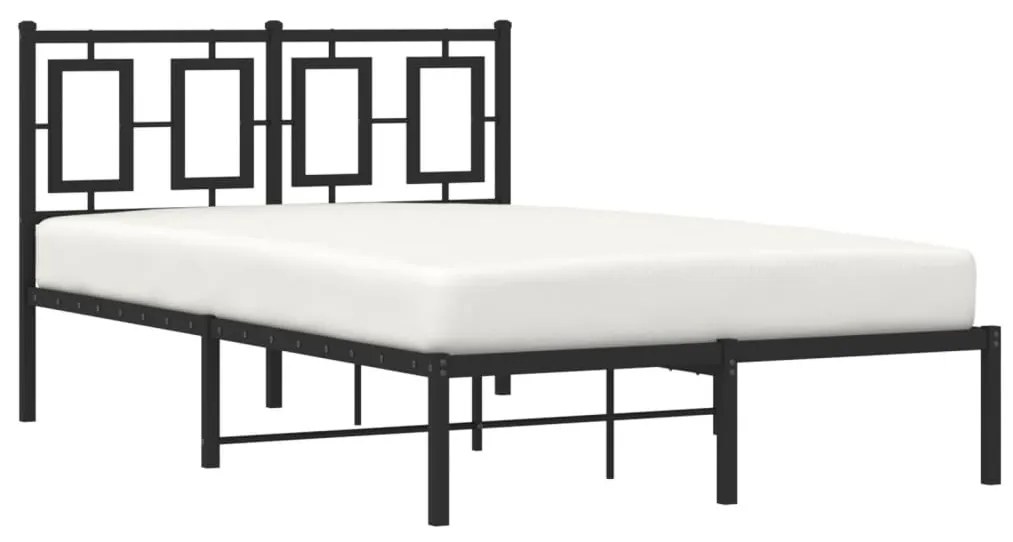 Kovový rám postele s čelem černý 120 x 200 cm - Default Title