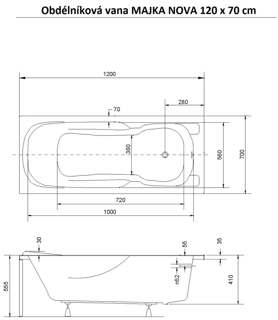 Besco Majka Nova akrylátová vana Délka vany: 120cm