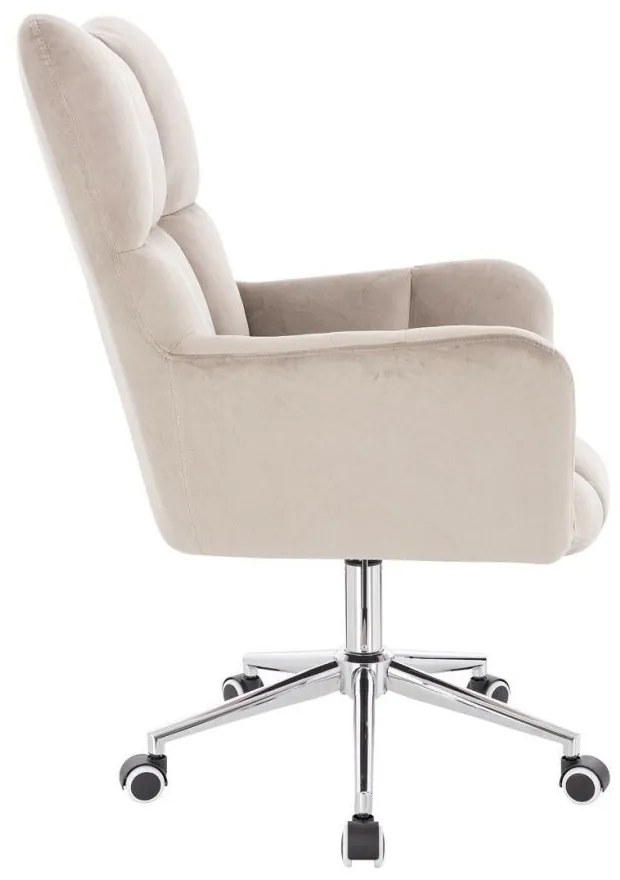 LuxuryForm DESIGN Otočné křeslo AURORA VELUR na stříbrné podstavě s kolečky - latte