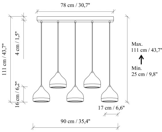 Lustr na lanku YILDO 5xE27/40W/230V bílá/zlatá
