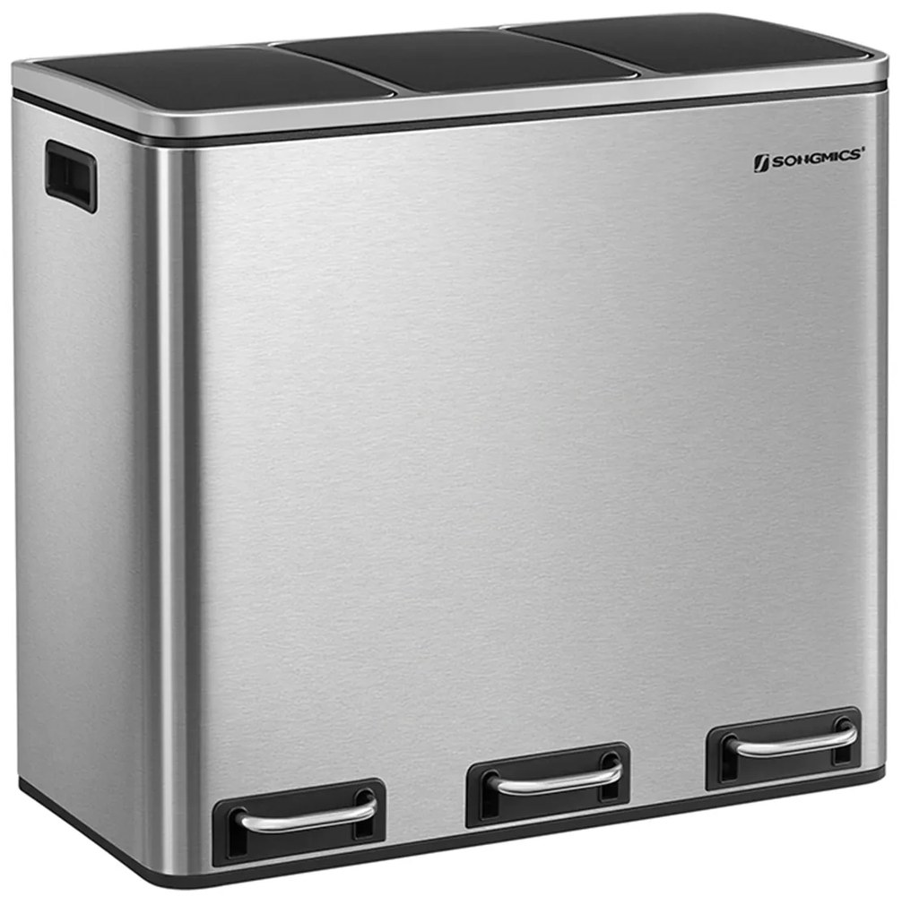 Koš na separování odpadu SORT 54l (3x18 l), stříbrná SongmicsHome