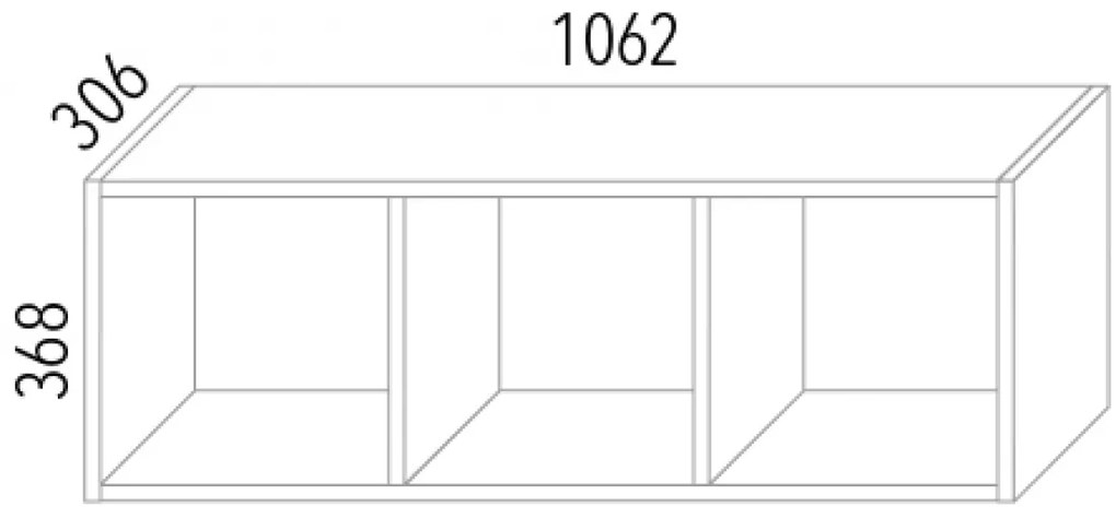 Domestav - DOMINO Skříň závěsná 3 hloubka 306 buk cink, olejovaný