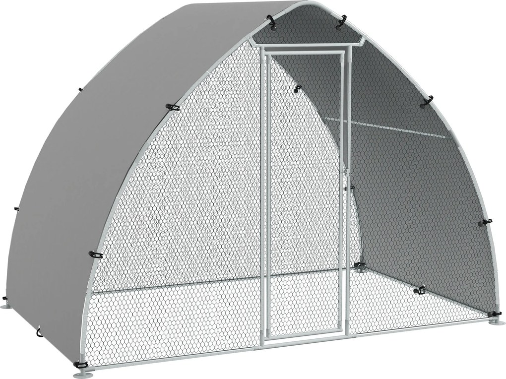 PawHut Velká Kurníková Klientela Pro Kuřata 5.75m² S UV-Ochrannou Střechou, Mřížková Oplocení 3.04D x 1.9Š x 2.2V m, Galvanizovaná Ocel, Zámek Dveře,…