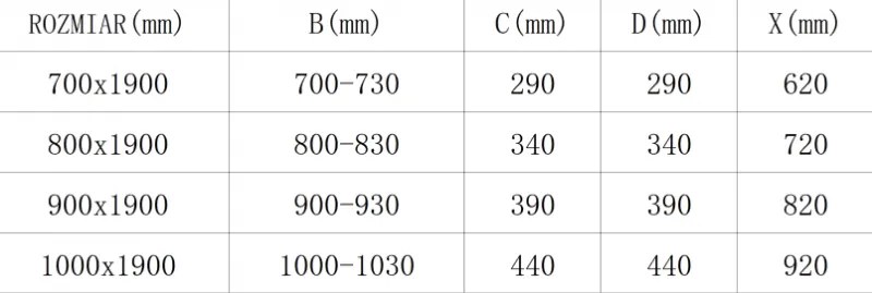 Mexen TEXAS sprchové dveře do otvoru 90 cm, 880-090-000-01-00