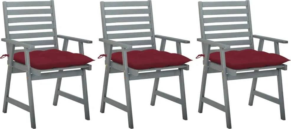 vidaXL Zahradní jídelní židle s poduškami 3 ks masivní akáciové dřevo [3064442] Barva: Jasně zelená
