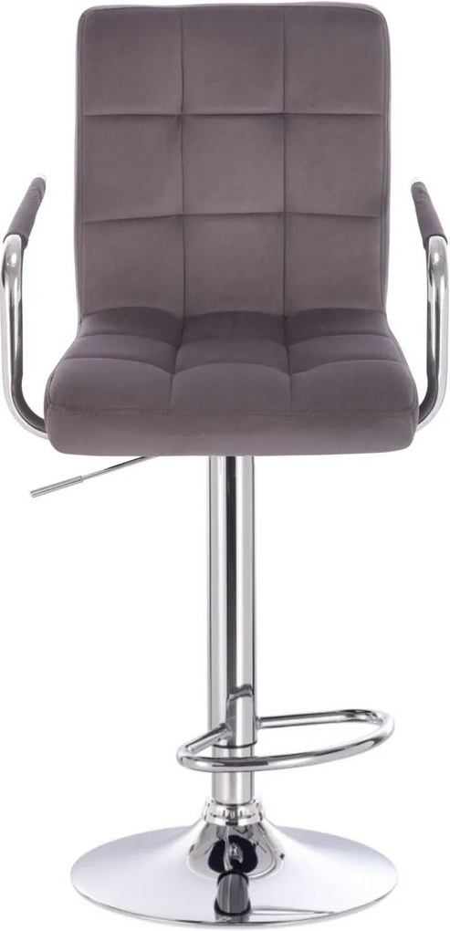 LuxuryForm DESIGN Barová židle VERONA VELUR na stříbrné kulaté podstavě - tmavě šedá
