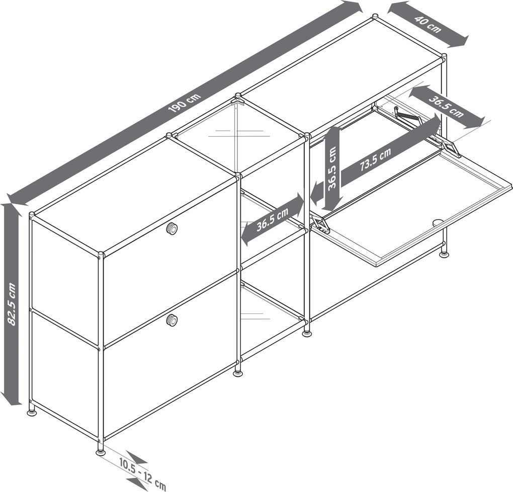 Tchibo - Kovová odkládací skříňka CN3 se 4 výklopnými dvířky - barva: černá