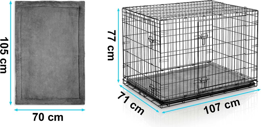 Pethaus Kovová psí klec + pelíšek 107 x 71 x 77 cm PH-202