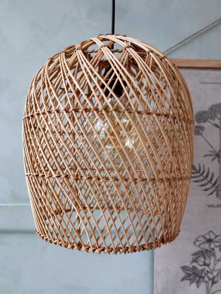 Přírodní antik závěsné světlo s ratanovým stínidlem Lamp rattan - Ø 33*37cm/ E27/ 40W