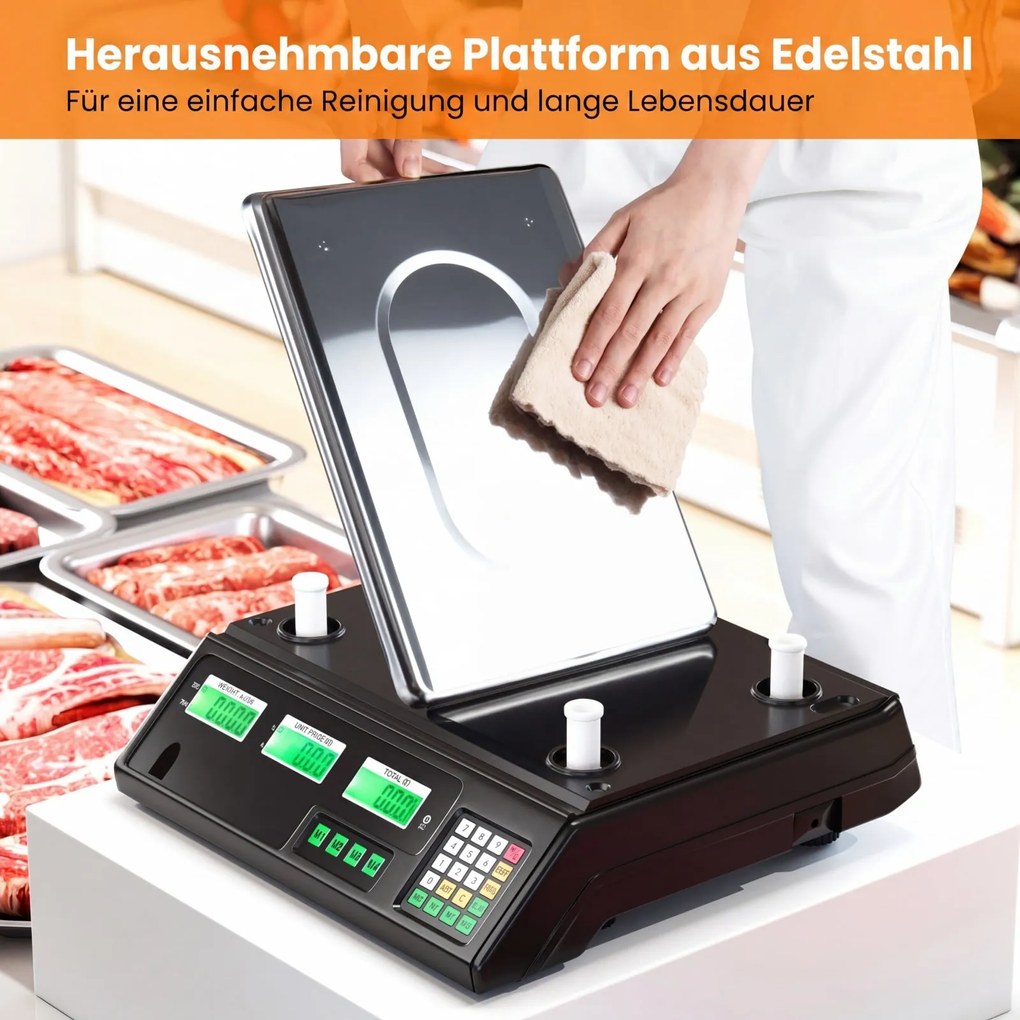 Costway 40 kg Digitální obchodní váhy Potravinové váhy s kalkulací ceny vyrobené