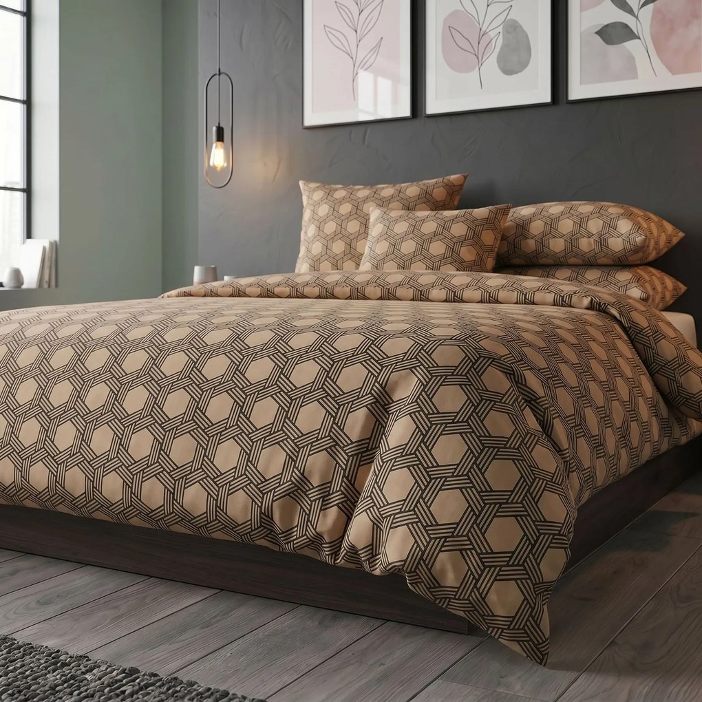 Saténové povlečení LUXURY COLLECTION CARERO béžové - 1x 140/220, 1x 70/90cm