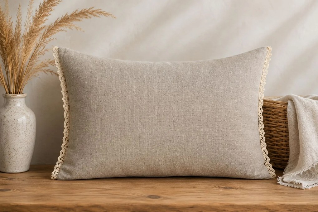 Tom Linen PROVENCE – lněný povlak s krajkou Velikost: 40x60cm