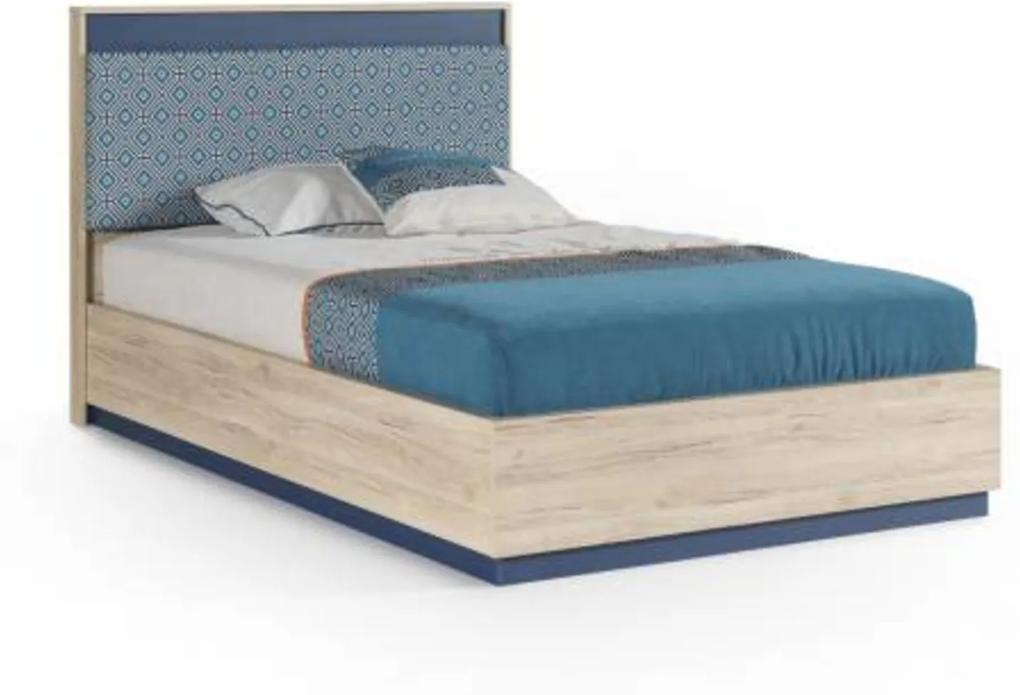 Studentská postel 120x200 s modrými prvky Loft