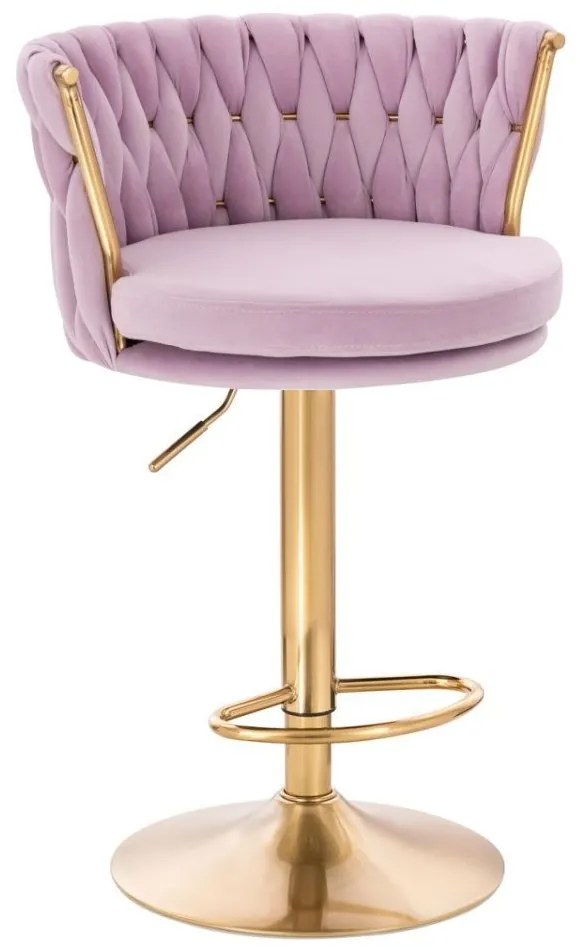 LuxuryForm DESIGN Barová židle LYON VELUR na zlaté kulaté podstavě - levandule