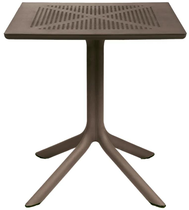 Nardi Tmavě hnědý plastový zahradní stůl Clip 70 x 70 cm
