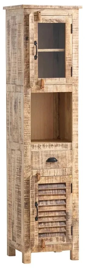 furniture-nabytek.cz - Masivní vysoká skříň Carino z mangového dřeva, lakovaná, hnědá – 50×40×180 cm