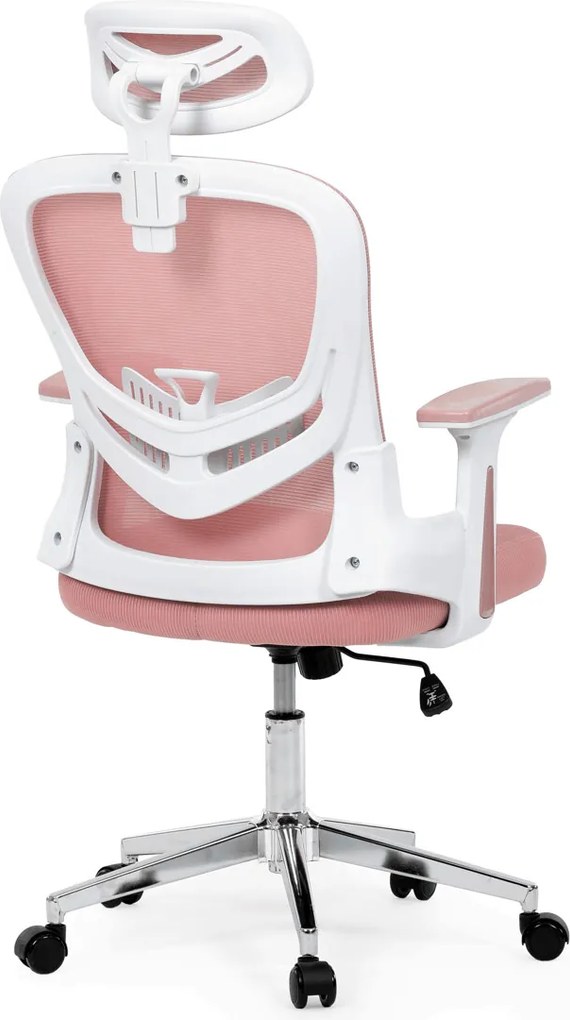 Ergonomická kancelářská židle EMILIE - růžová síťovina