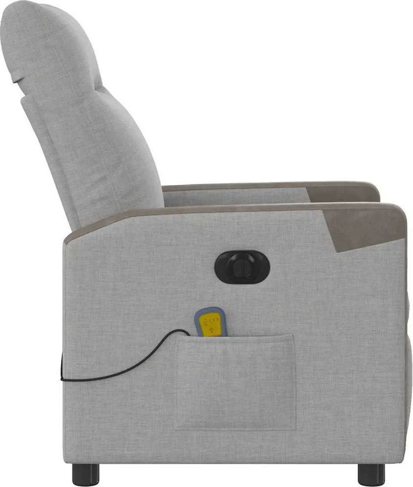 Elektrické masážní polohovací křeslo obláčkově šedé textil 3324084