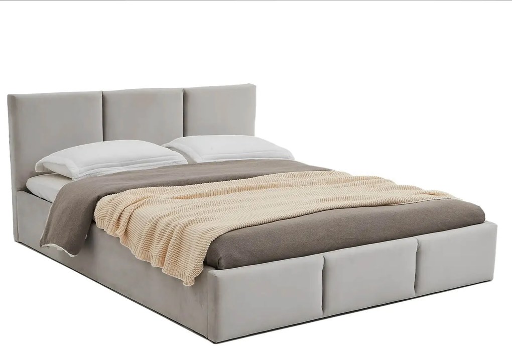 Čalouněná postel s úložným prostorem 140x200 TOP line 7 Šedý Velvet