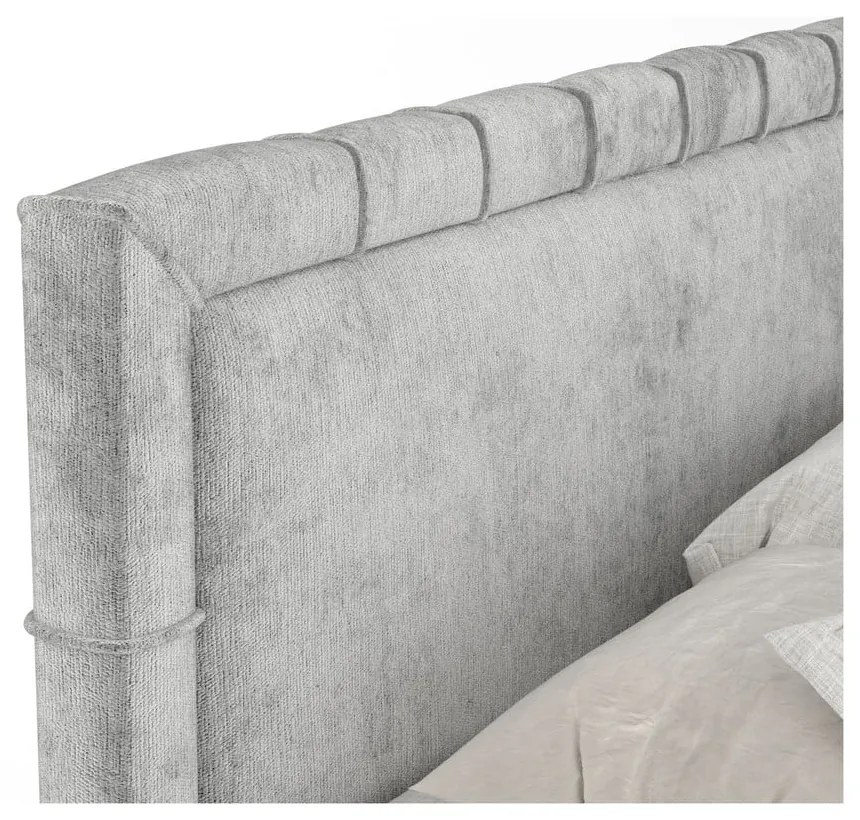 Světle šedá boxspring postel s úložným prostorem 200x200 cm Voyage – Maison de Rêve