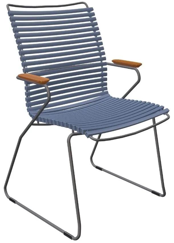 OnaDnes -20% Modrá plastová zahradní židle HOUE Click II. s područkami