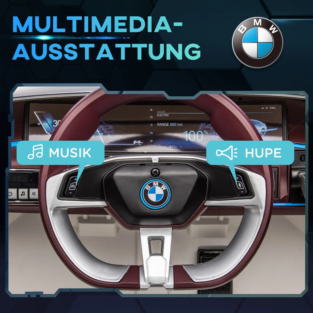 HOMCOM Dětské elektrické autíčko BMW s dálkovým ovládáním, přenosnou baterií, světlomety, MP3 přehrávačem, bezpečnostním pásem, 3-5 km/h, pro děti od…