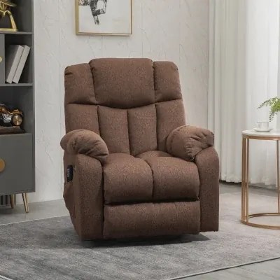 HOMCOM Elektrické televizní křeslo se stojanem Relaxační křeslo s dálkovým ovládáním s napájecím kabelem 58W Hnědá ocel Polyester 92 x 95 x 107 cm