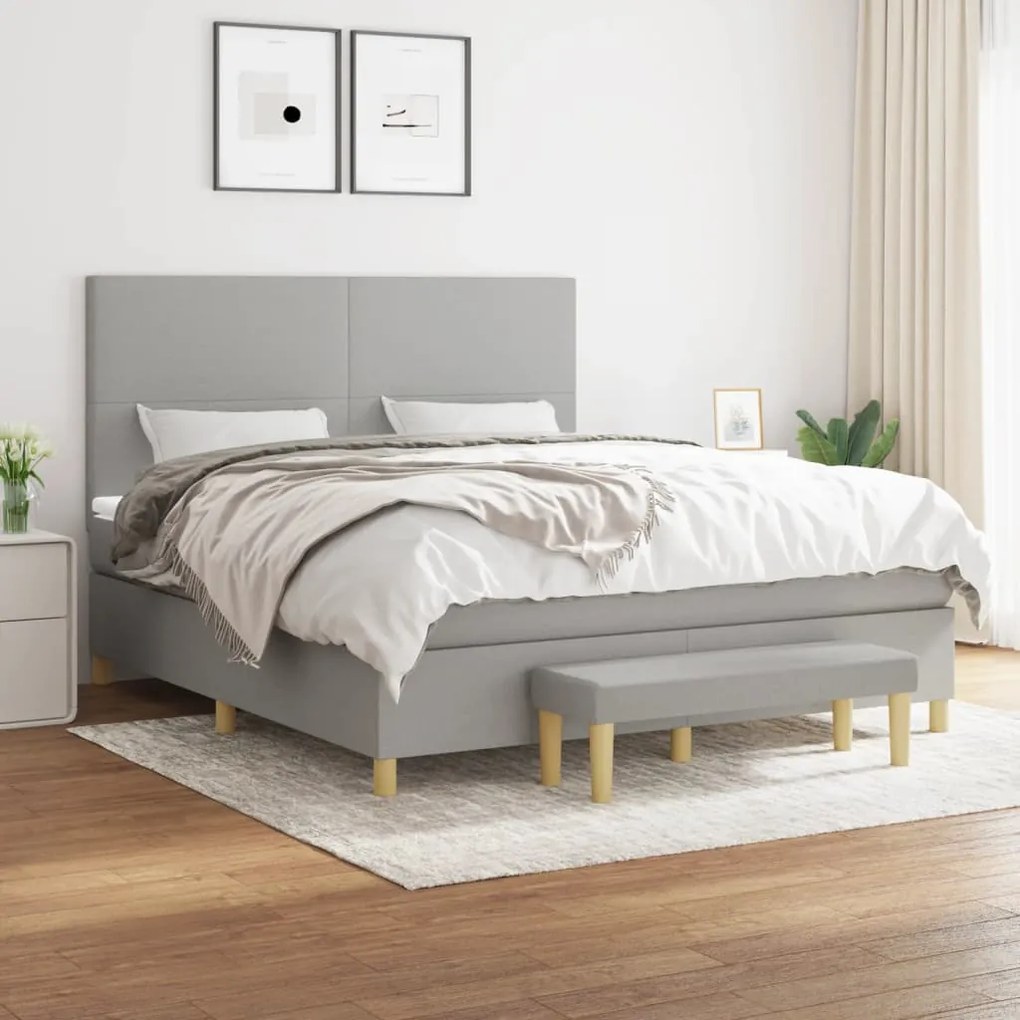 Box spring postel s matrací světle šedá 180 x 200 cm textil 3137013