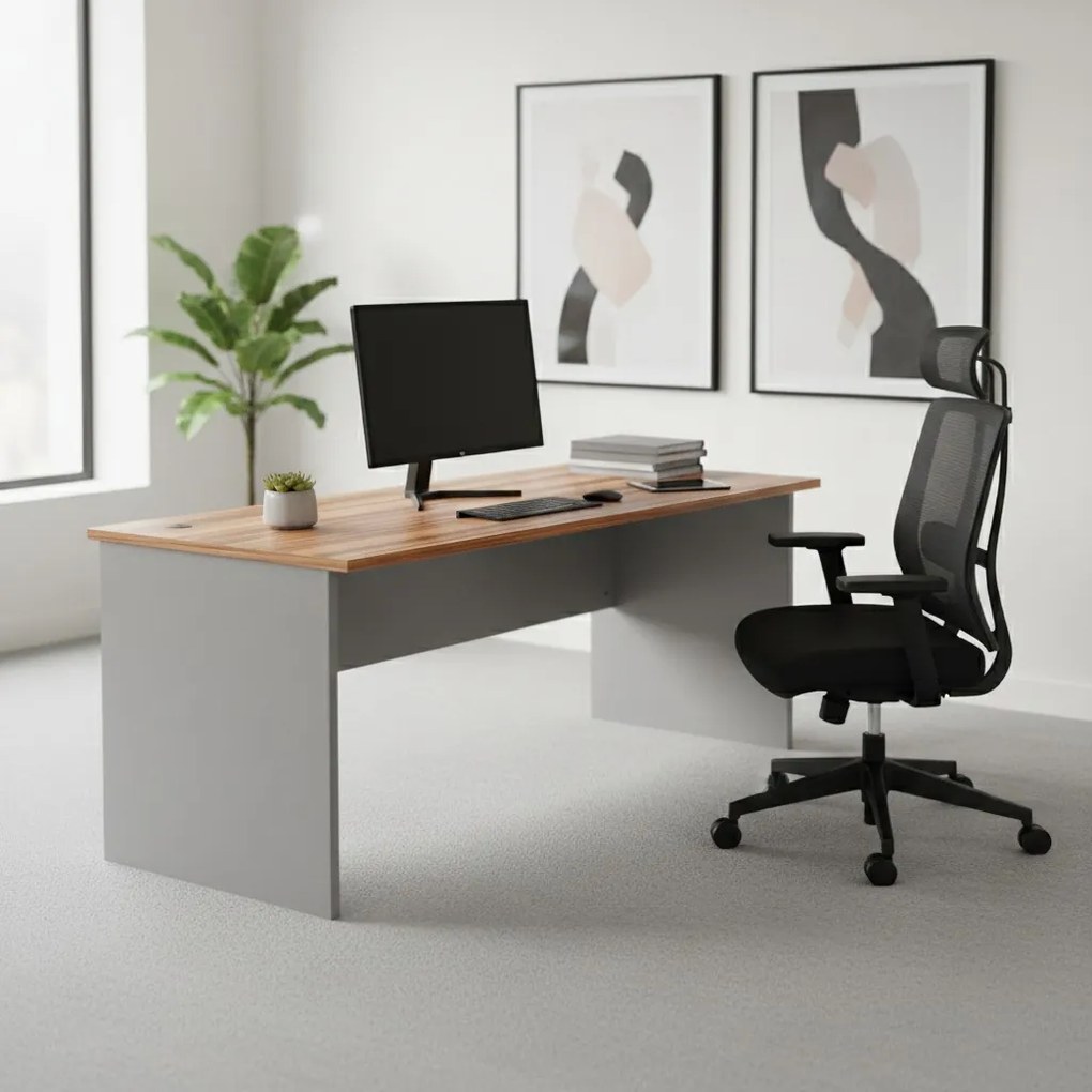 Stůl SimpleOffice 180 x 80 cm, ořech vlašský / šedá