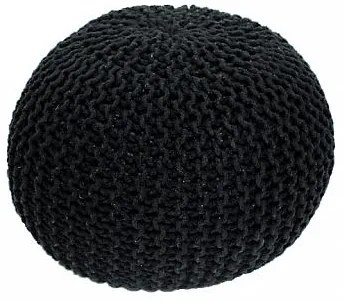 Pletený taburet, černá bavlna, GOBI TYP 1