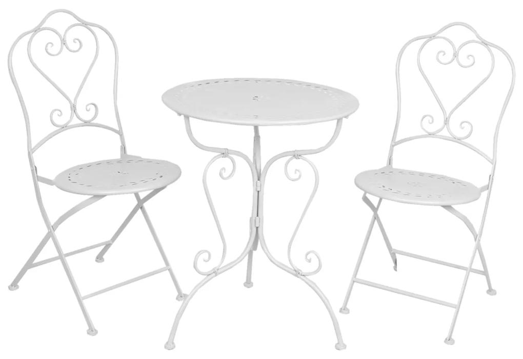 Vintage krémový set stůl + 2 židle - 62*73 / 48*40*93 cm