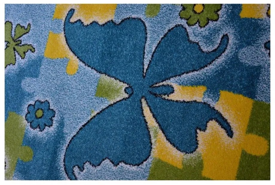 Dětský kusový koberec Motýlci modrý 180x270cm
