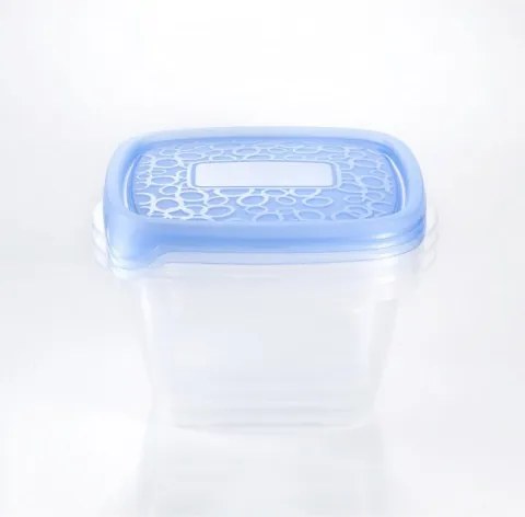 3 ks plastová miska na potraviny s víkem 1,1 l, modrá
