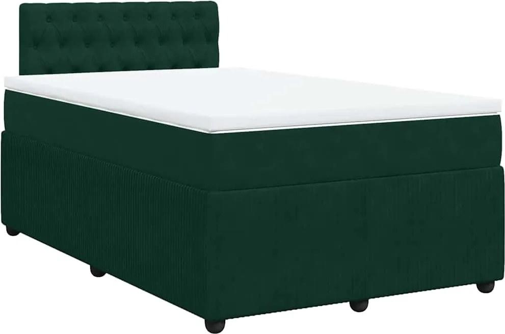 Box spring postel s matrací tmavě zelená 120 x 200 cm samet 3290019