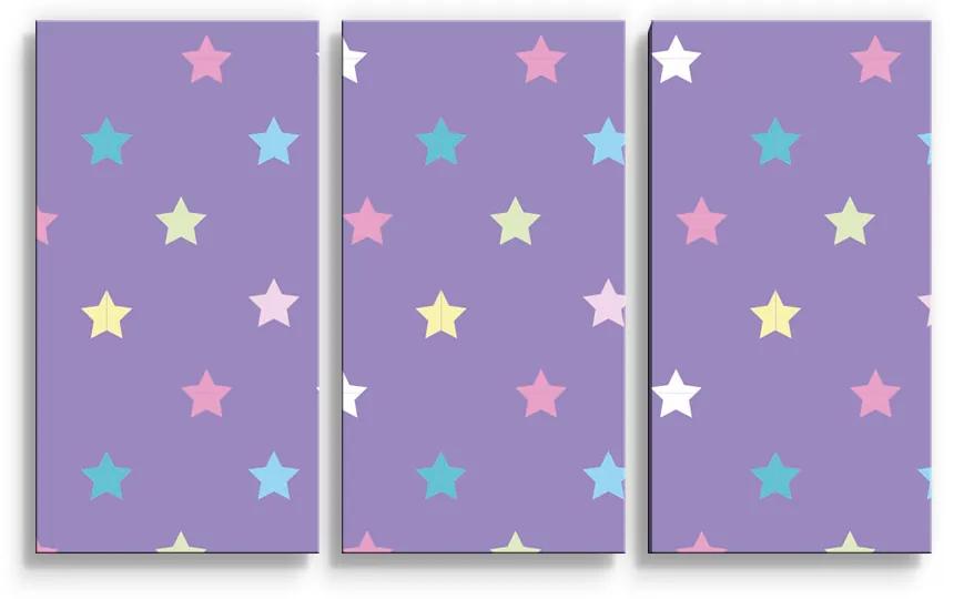 Sablio Obraz - 3-dílný Hvězdy na fialové - 120x80 cm