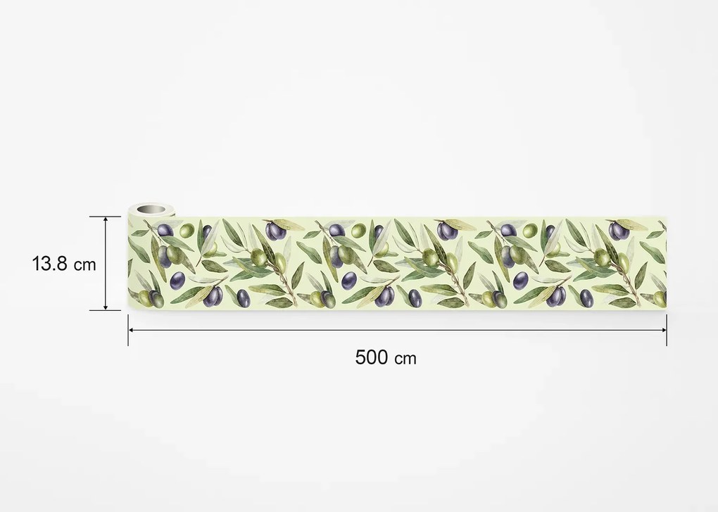 Samolepící bordura na zeď Olivová Ratolest Na Mentolově Zelené | 5 m x 13.8 cm | DWB8517