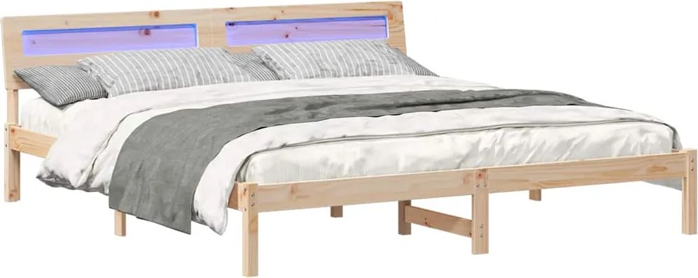 Rám postele s čelo Hnědá 200 x 200 cm Masivní borové dřevo 3385742