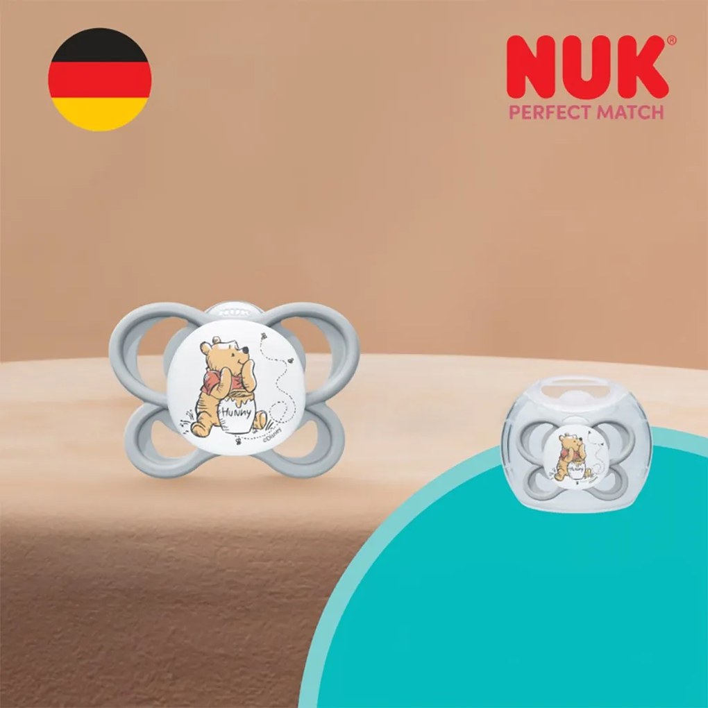 Dudlík NUK Perfect Match Air Disney Medvídek Pú 0-6 měsíců grey velikost 0-6 m