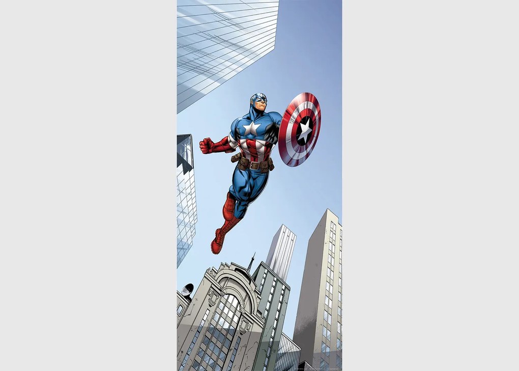 Dětská vliesová fototapeta na zed' Marvel Kapitán Amerika, Disney | 90 x 202 cm | DFTDNV 5454