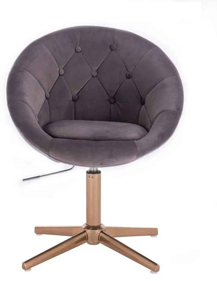 LuxuryForm DESIGN Otočné křeslo VERA VELUR na zlatém kříži - tmavě šedé