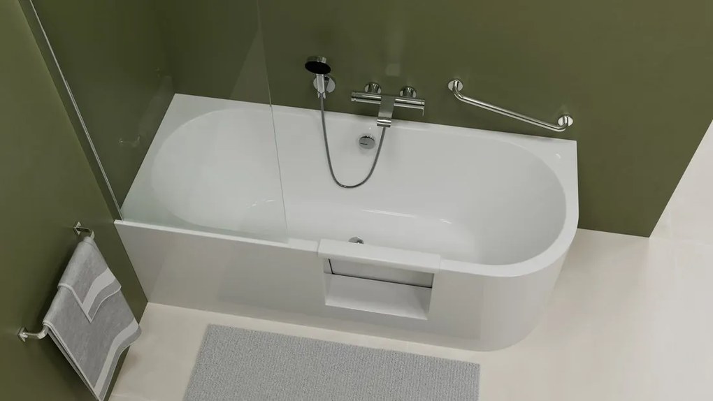 Polysan PORTAS L asymetrická vana s dvířky 170 x 75 x 60 cm levá akrylát bílá 75531