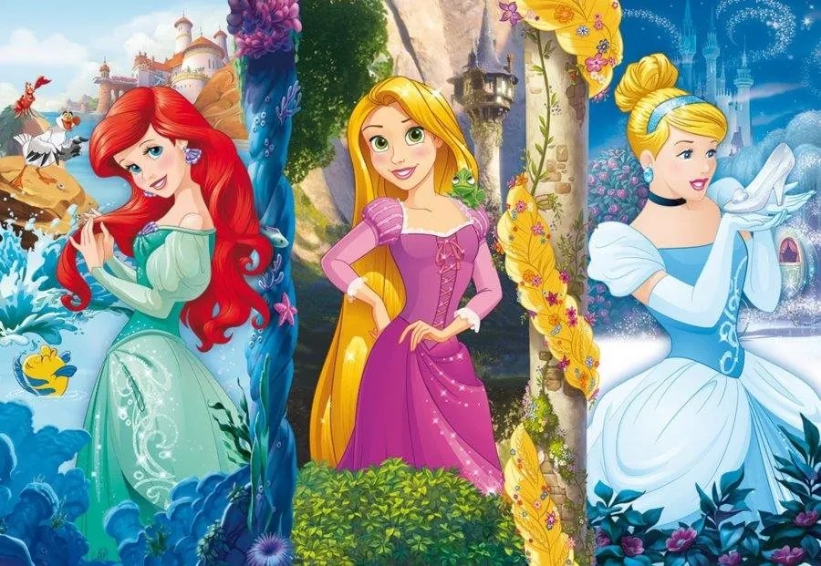 Puzzle clementoni puzzle disney princezny: ariel, locika a popelka maxi 60 dílků