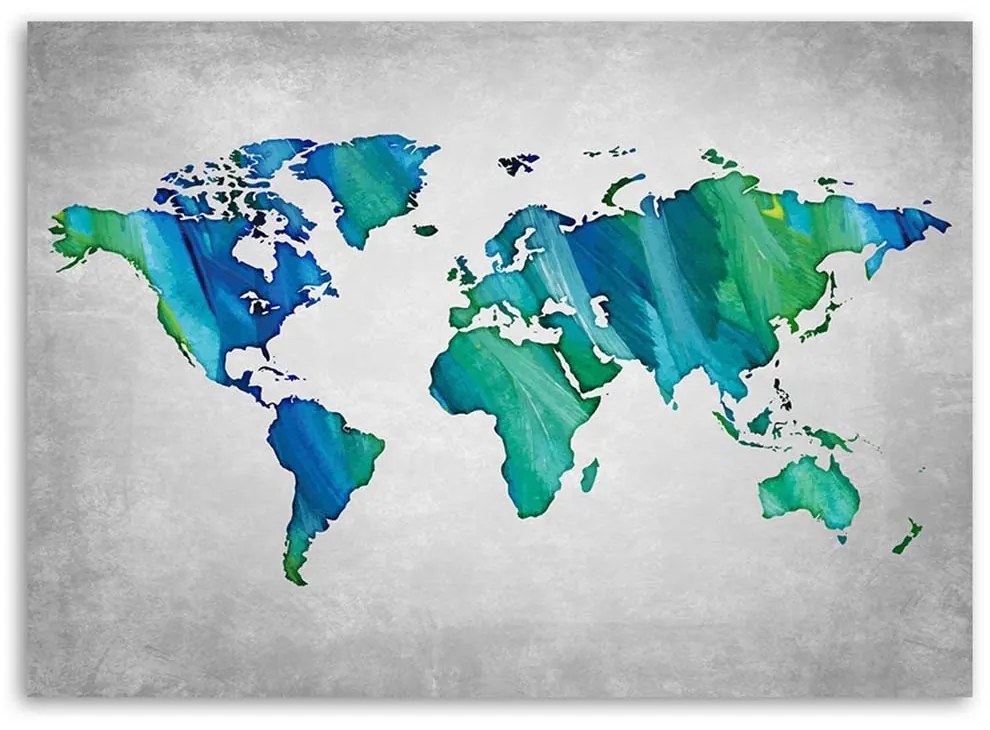 Gario Obraz na plátně Modrá a zelená mapa světa Rozměry: 60 x 40 cm