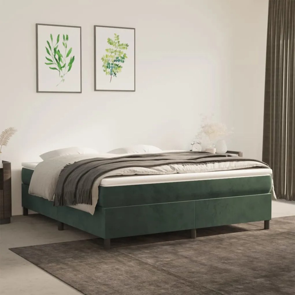 Box spring postel s matrací tmavě zelená 160x200 cm samet 3144690