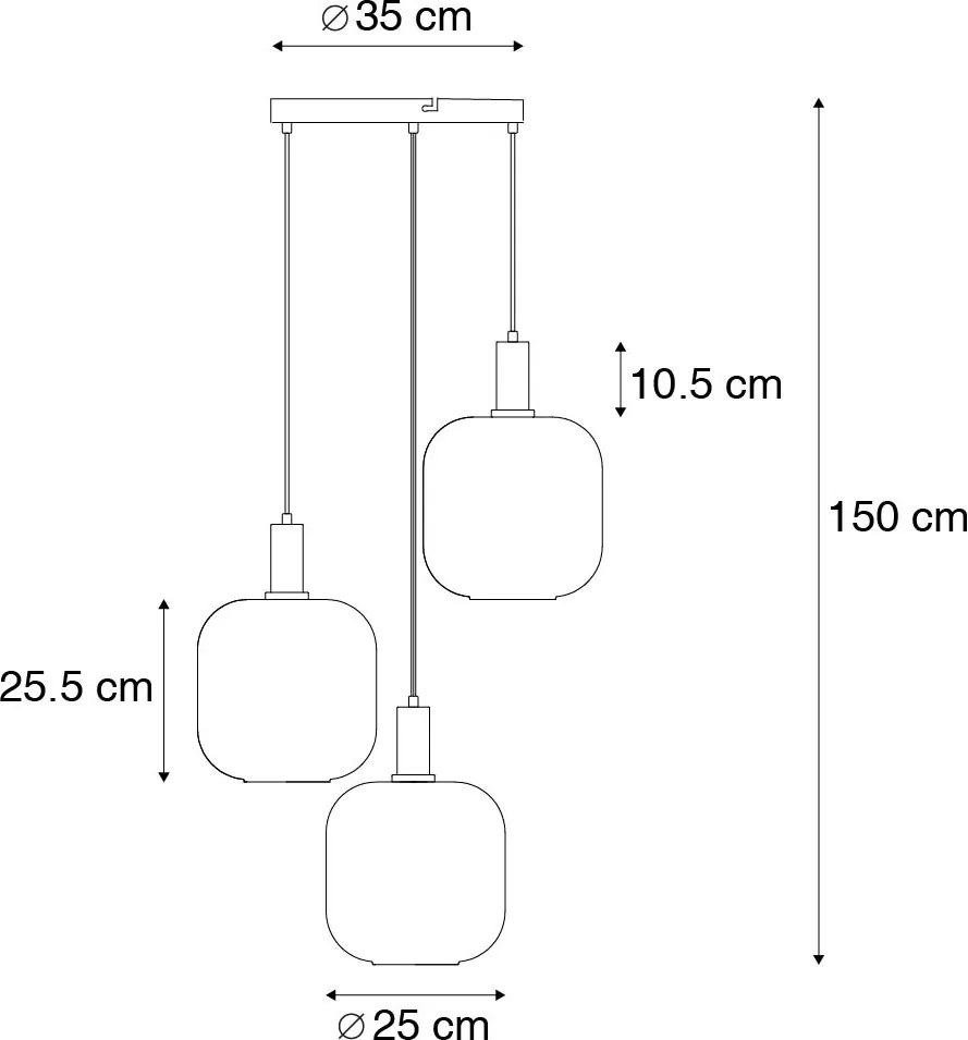 Závěsné svítidlo černé se zlatým a kouřovým sklem vč. 3 PUCC - Zuzanna