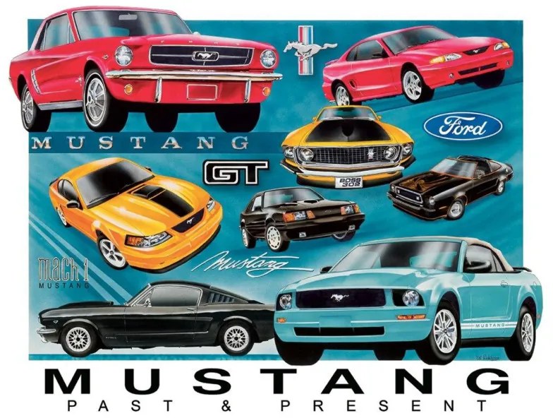 Plechová cedule Ford Mustang Chronology 32 cm x 40 cm