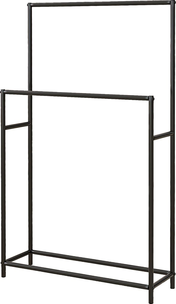 HOMCOM Věšák na ručníky, volně stojící věšák se 2 držáky na ručníky, věšák na ručníky do koupelny, kov, 66 x 20 x 110 cm, černý | Aosom