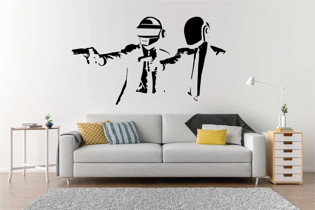 Lepy.cz Samolepka na zeď Daft Punk Velikost (šířka x výška): 80x45cm, Barevná varianta: Černá