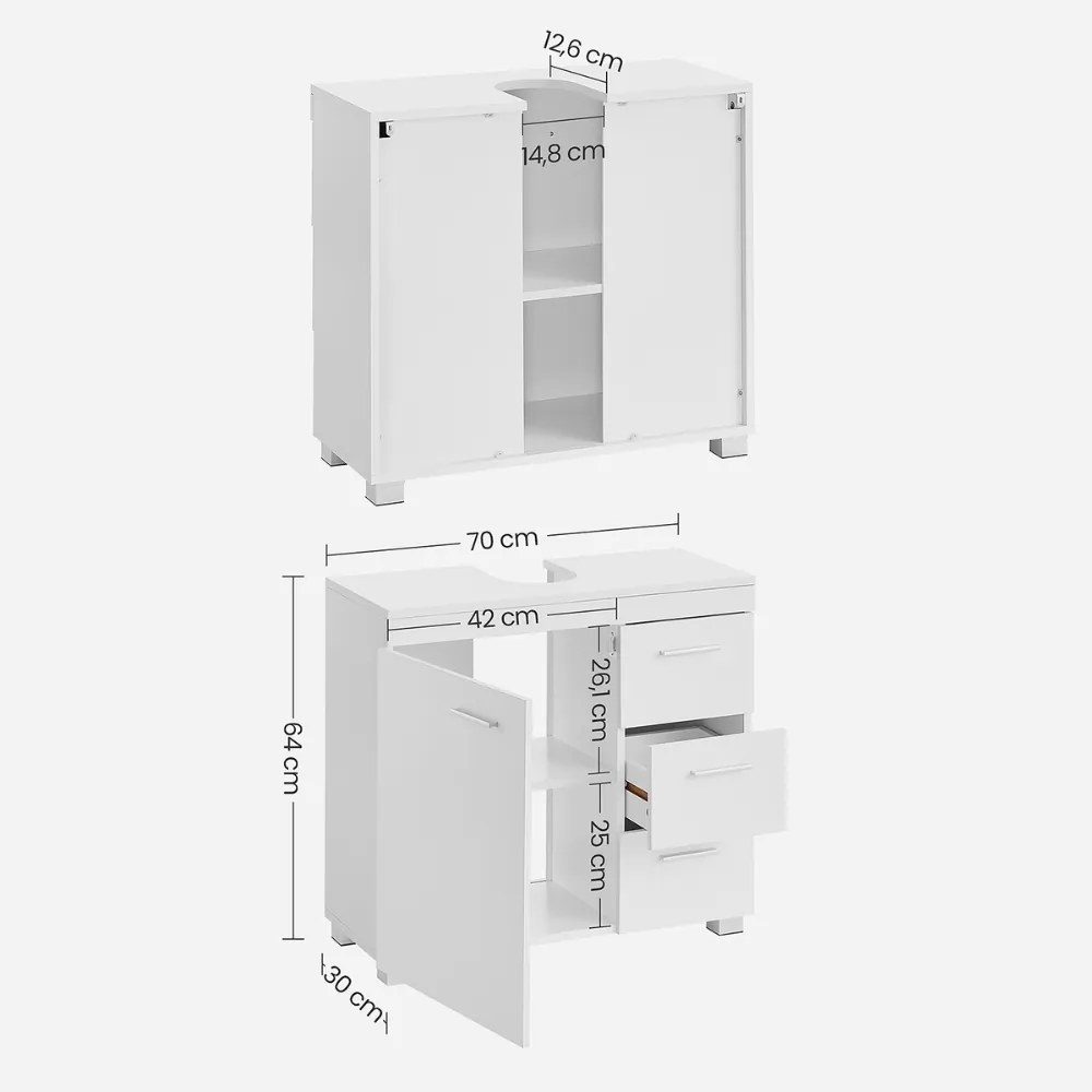 Skříňka pod umyvadlo IVY, 30x70x64 cm, bílá Vasagle