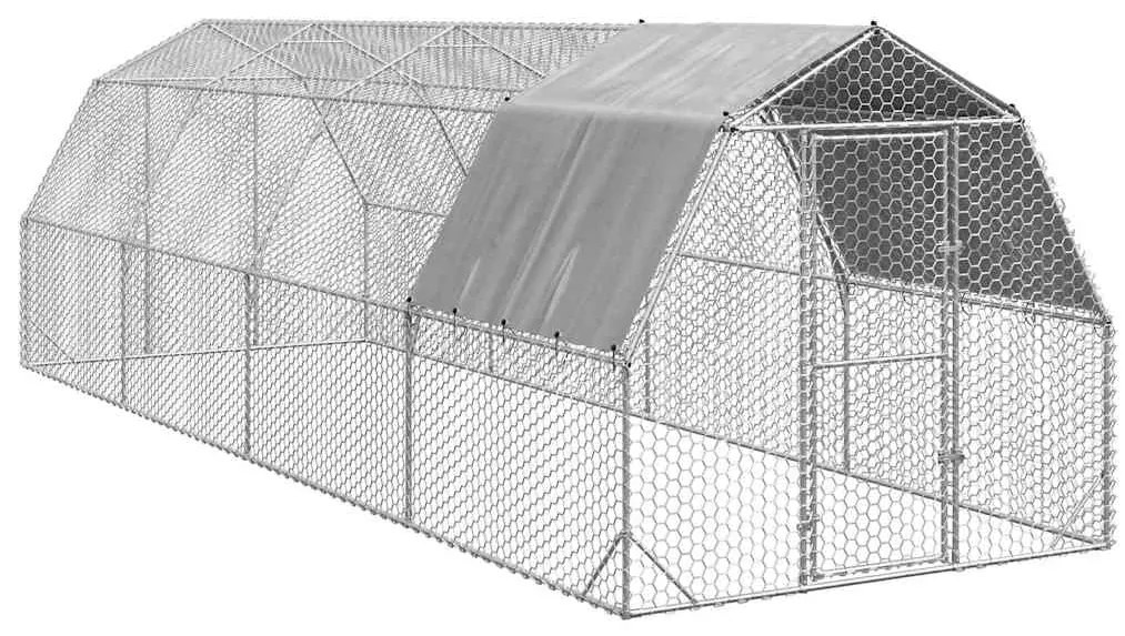Výběh pro slepice se střechou 2,5x8x2,25 m pozinkovaná ocel 3328528